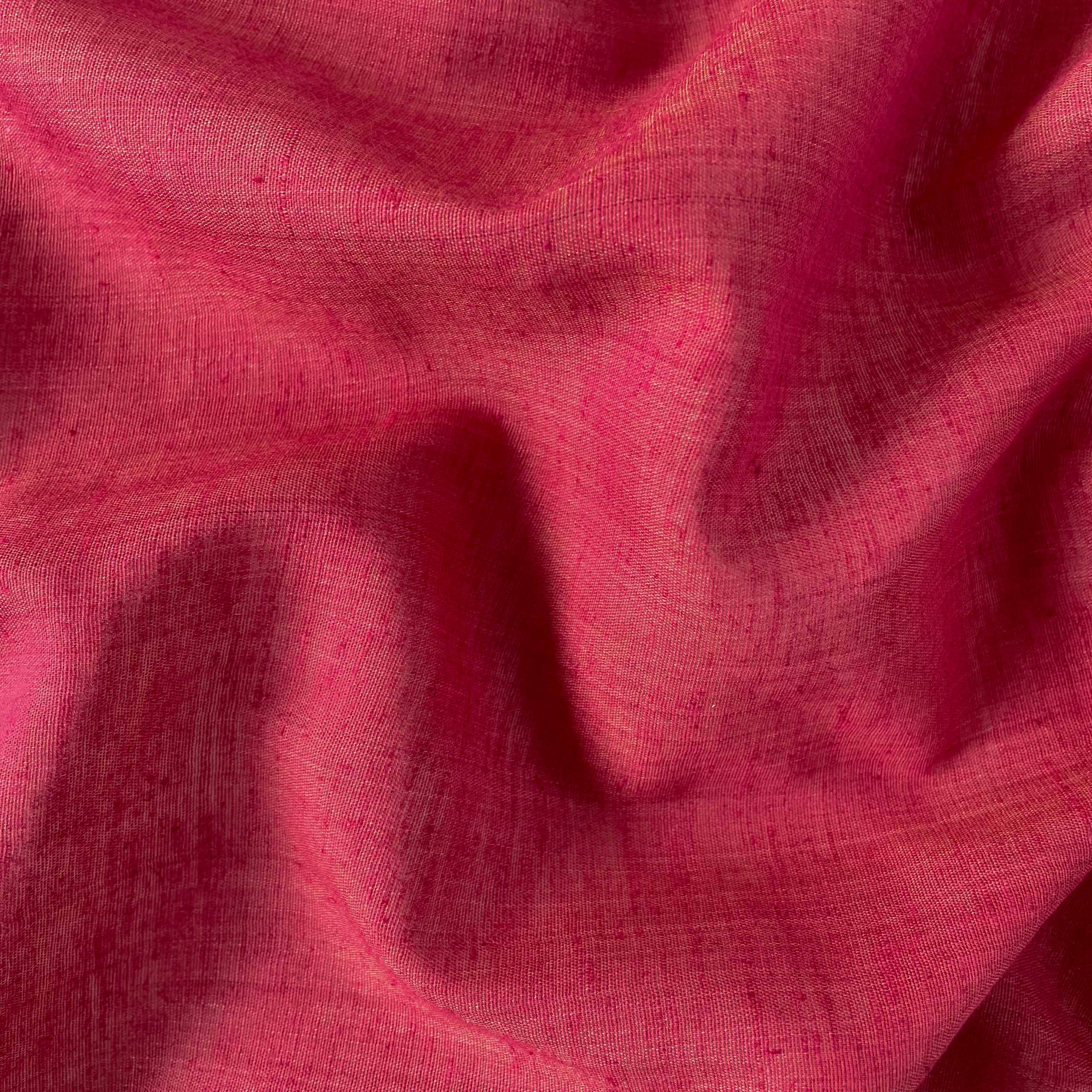 (CUT PIECE) Rani Red Color Blended Silk Linen Fabric (Width 58 Inches ...