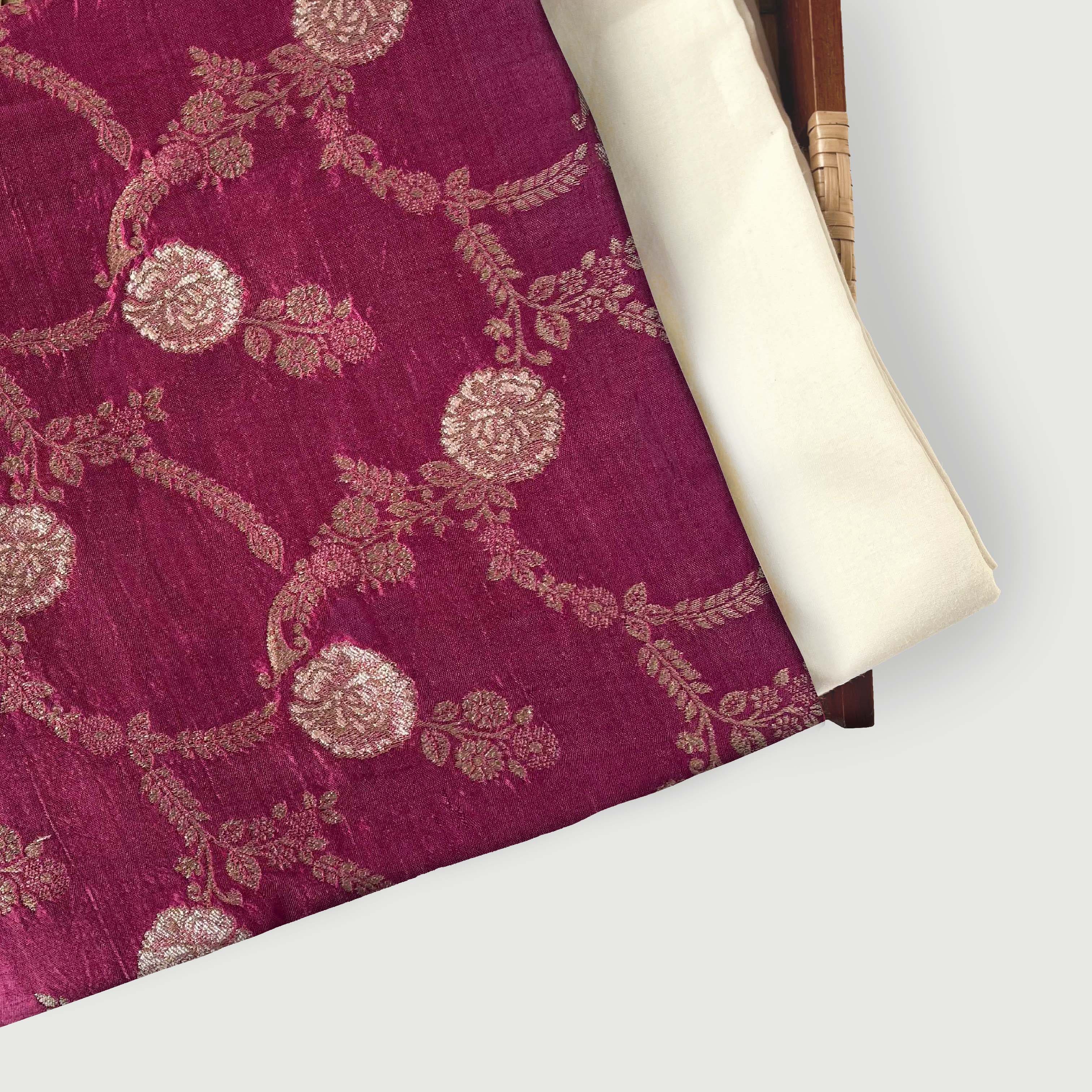 Unisex Royal Purple Floral Vines Cloth of Gold | Woven Pure Russian Si ...