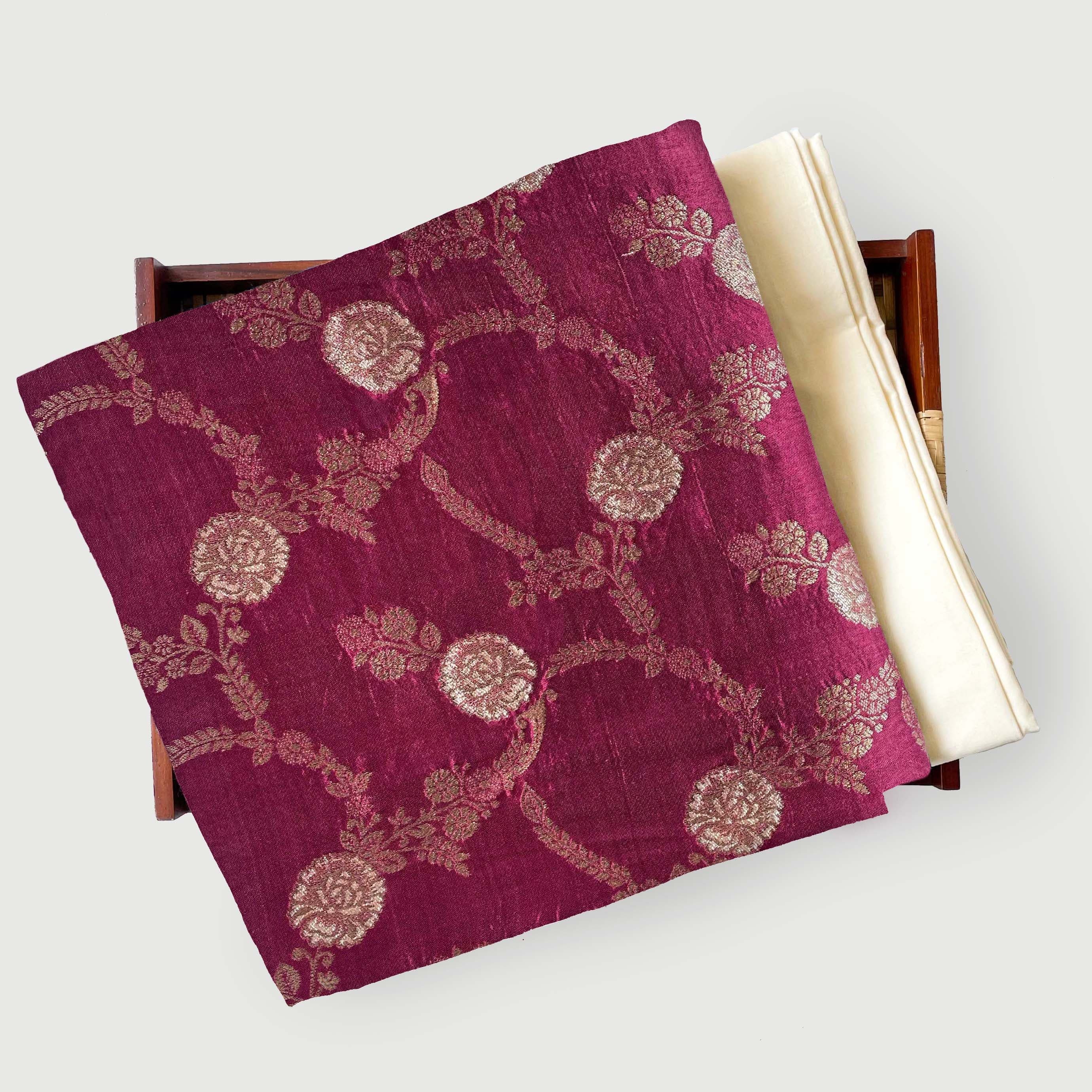 Unisex Royal Purple Floral Vines Cloth of Gold | Woven Pure Russian Si ...