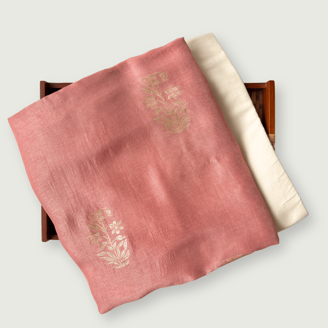 Unisex Dusty Pink Bunch of Daisies Cloth of Gold | Woven Pure Russian ...