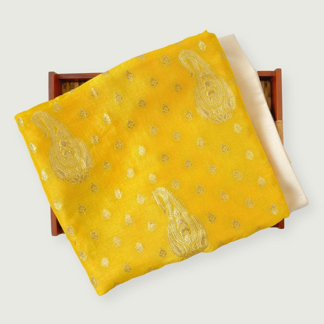 Unisex Golden Yellow Royal Paisley Cloth of Gold | Woven Pure Russian ...