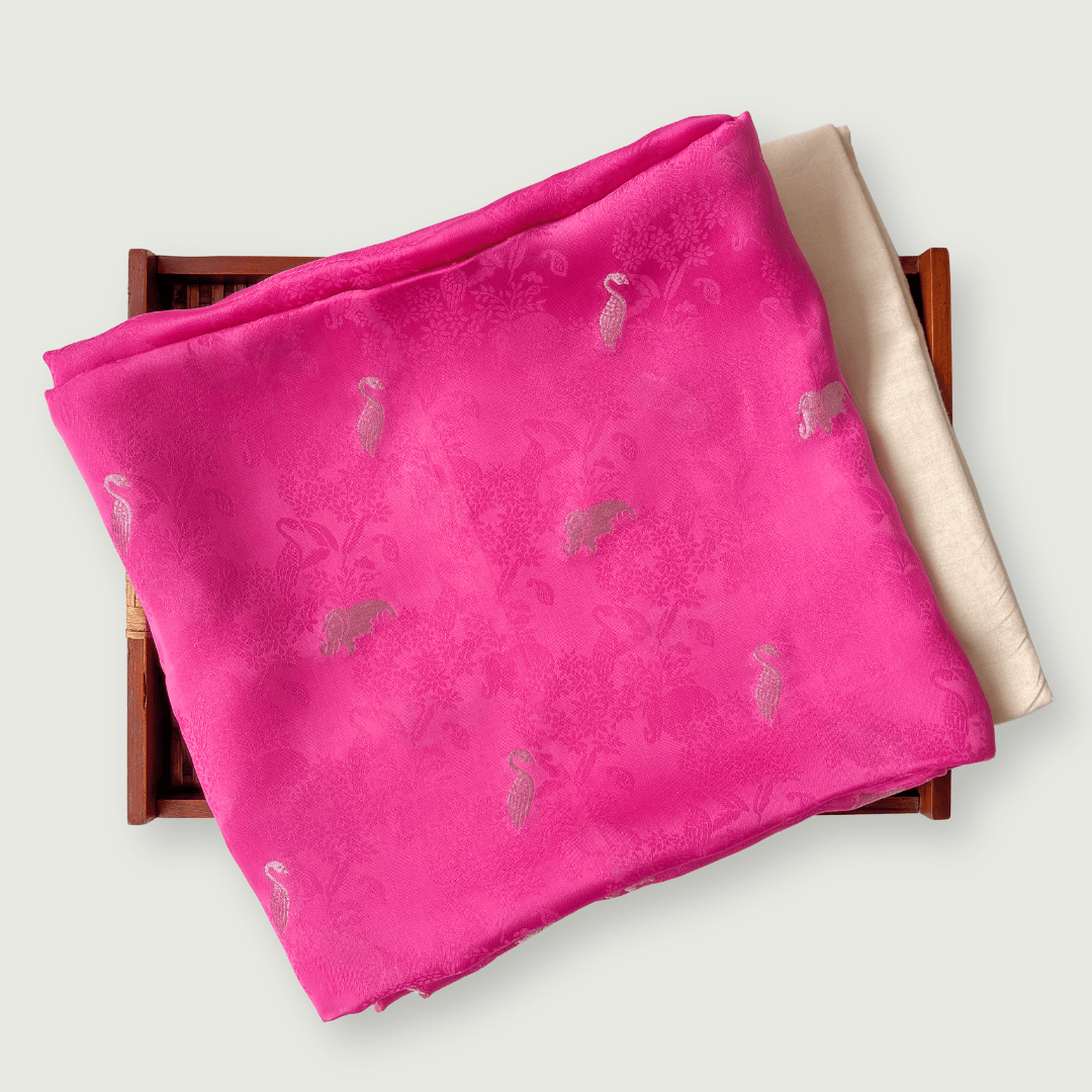Unisex Gulabi Pink The Magic Forest Cloth of Gold | Woven Pure Banaras ...