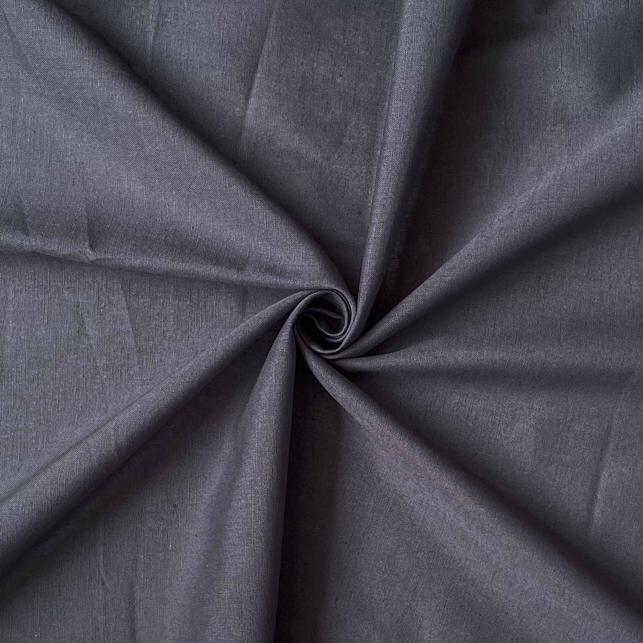 (CUT PIECE) English Grey Color Pure Cotton Linen Fabric (Width 58 Inch ...
