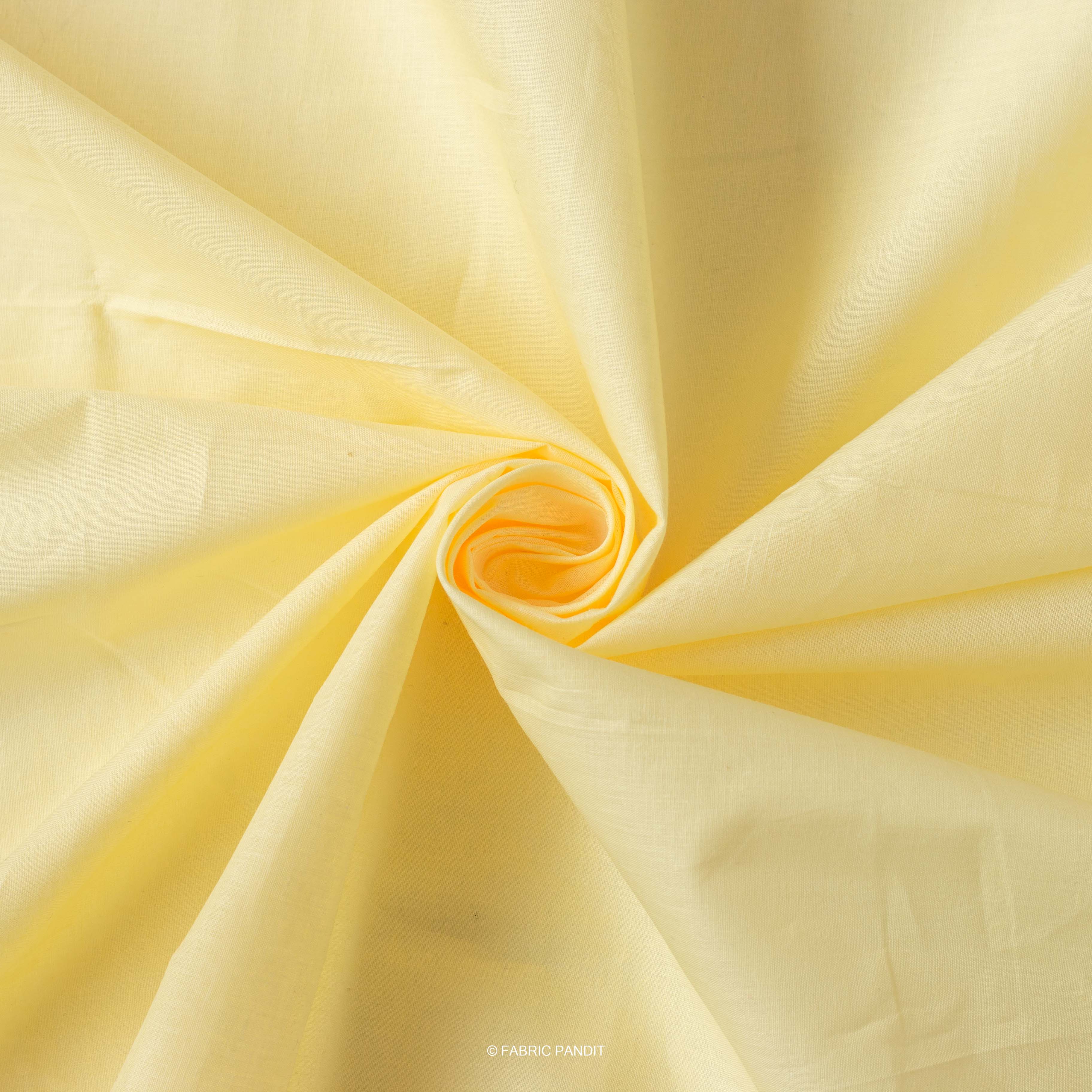 (CUT PIECE) Lemon Drop Color Pure Cotton Cambric Fabric (Width 42 Inch ...