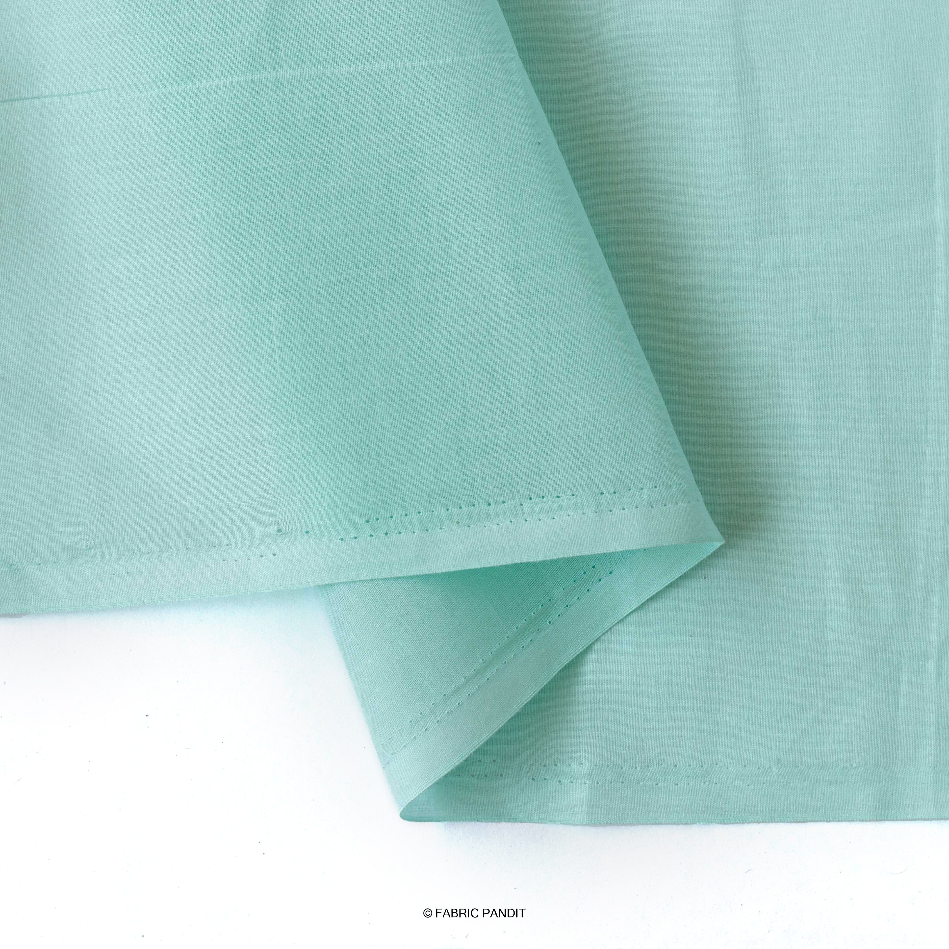 (CUT PIECE) Light Sea Green Color Pure Cotton Cambric Fabric (Width 42 ...