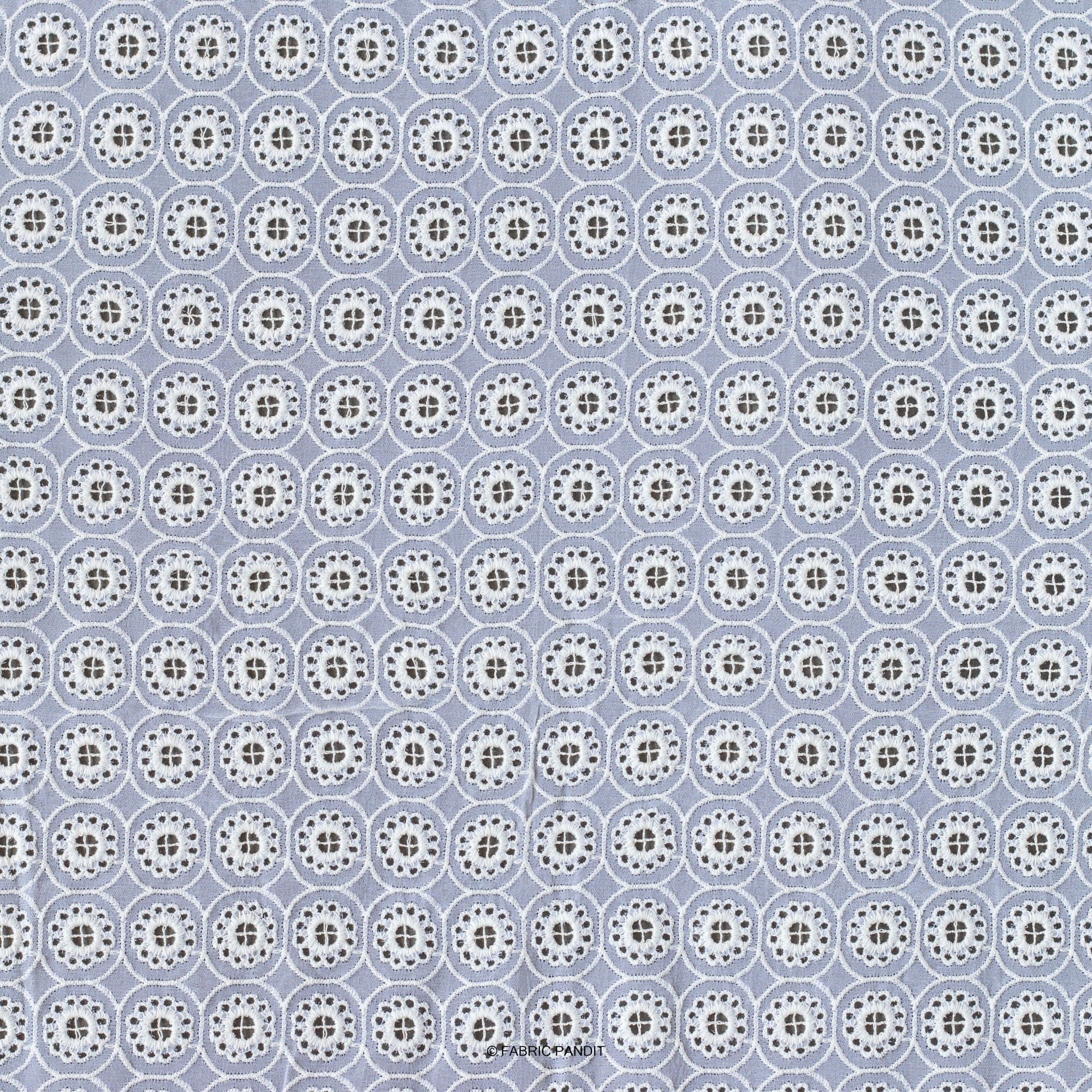 White Schifili Embroidered All Over Floral Borer Pattern Pure Georgett ...